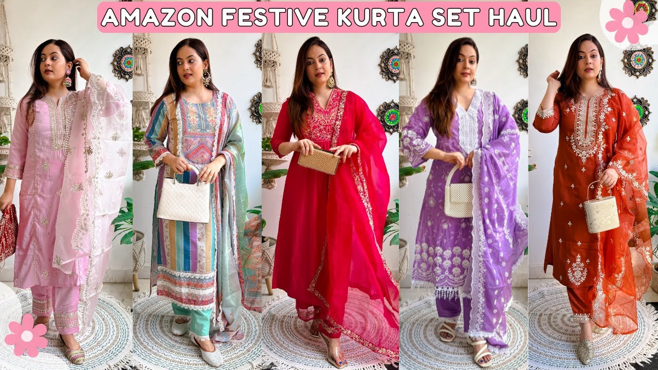 Amazon Festive Kurta Set with dupatta Haul | Great Freedom Festival ...