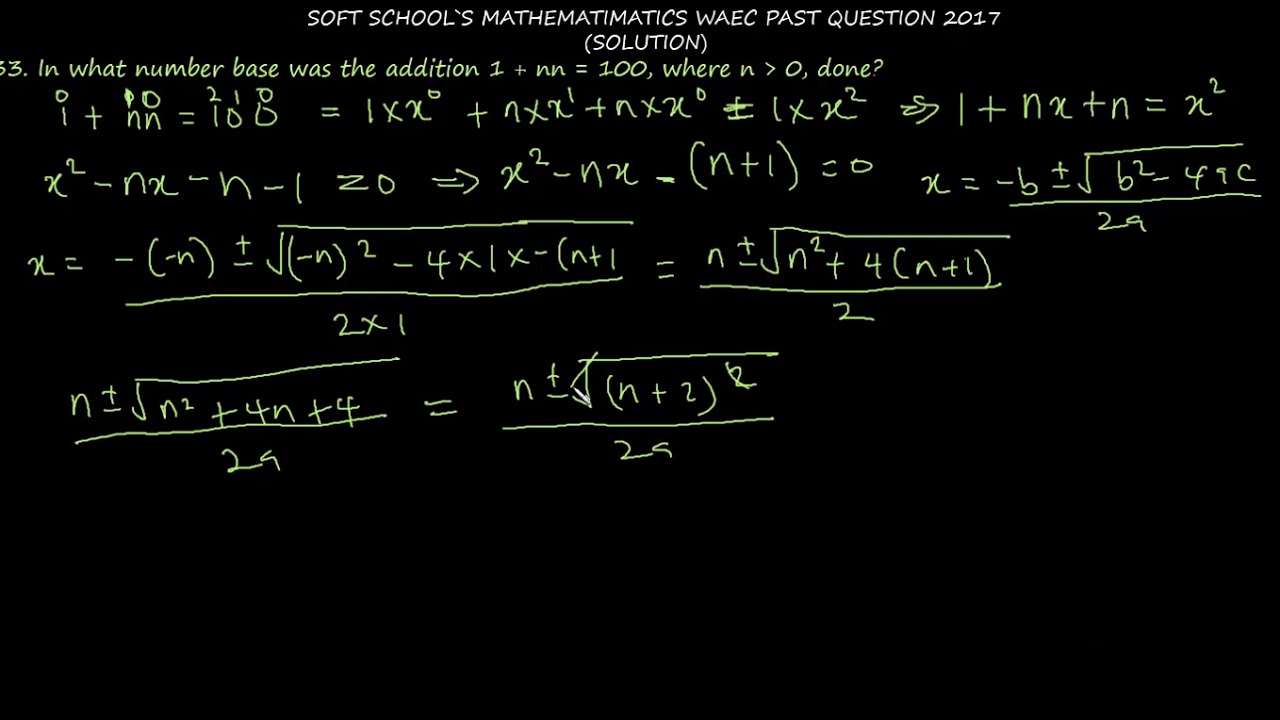 WAEC Mathematics Past Question OBJ(2017) Q32 - Q35 - YouTube