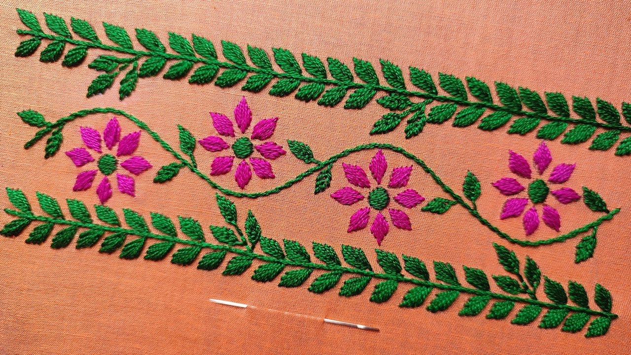 Hand Embroidery Easy Dress Border Design কামিজের নিচের সেলাই এর জন্য ...