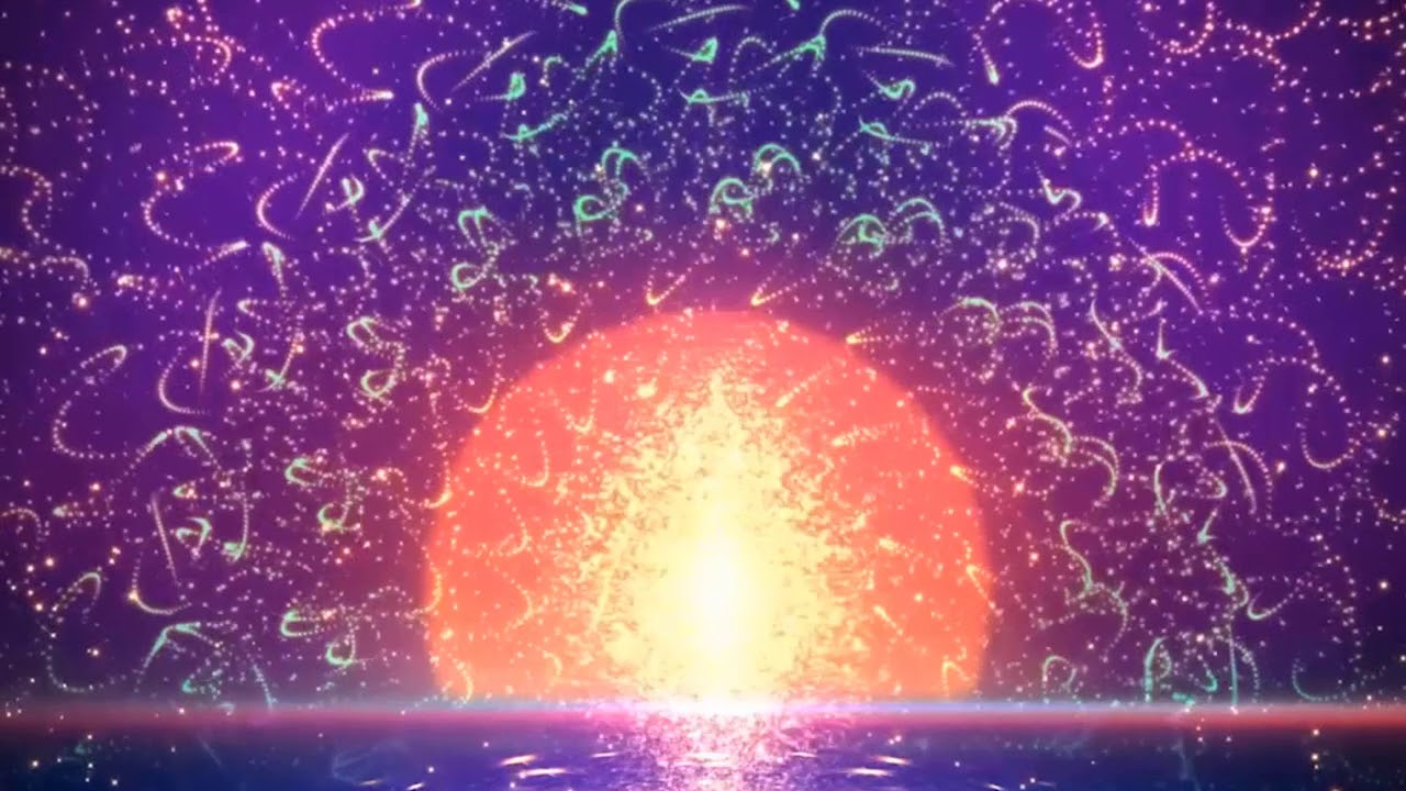 Cool red sun in purple space particle star background - YouTube
