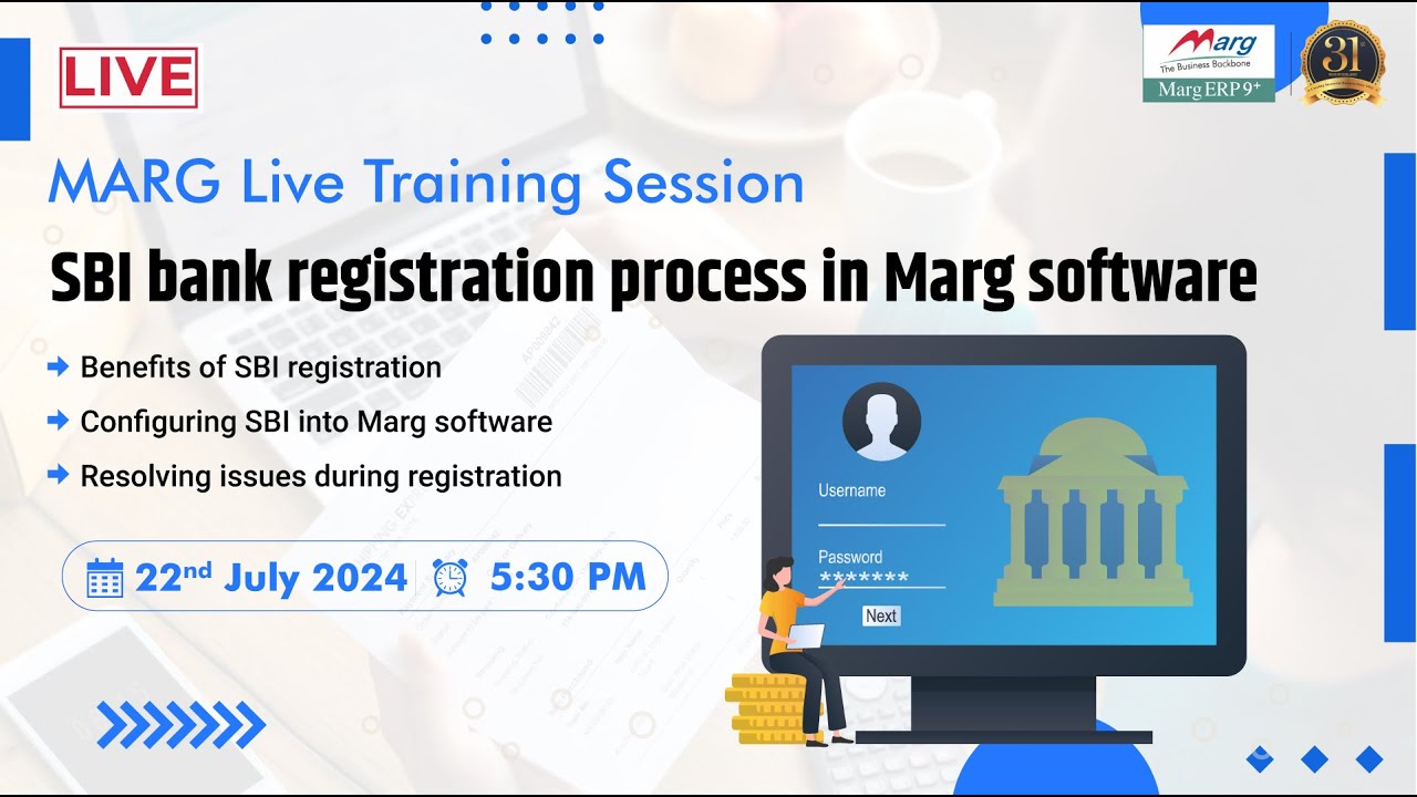 SBI bank registration process in Marg software - YouTube