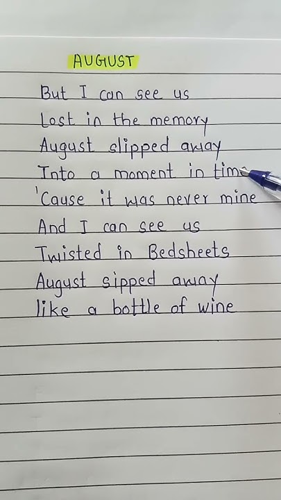 August 🌼 ~ Taylor Swift #songlyrics - YouTube