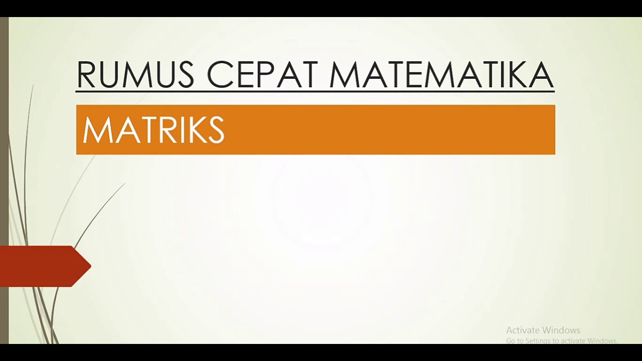 RUMUS CEPAT MATEMATIKA - MATRIKS - YouTube