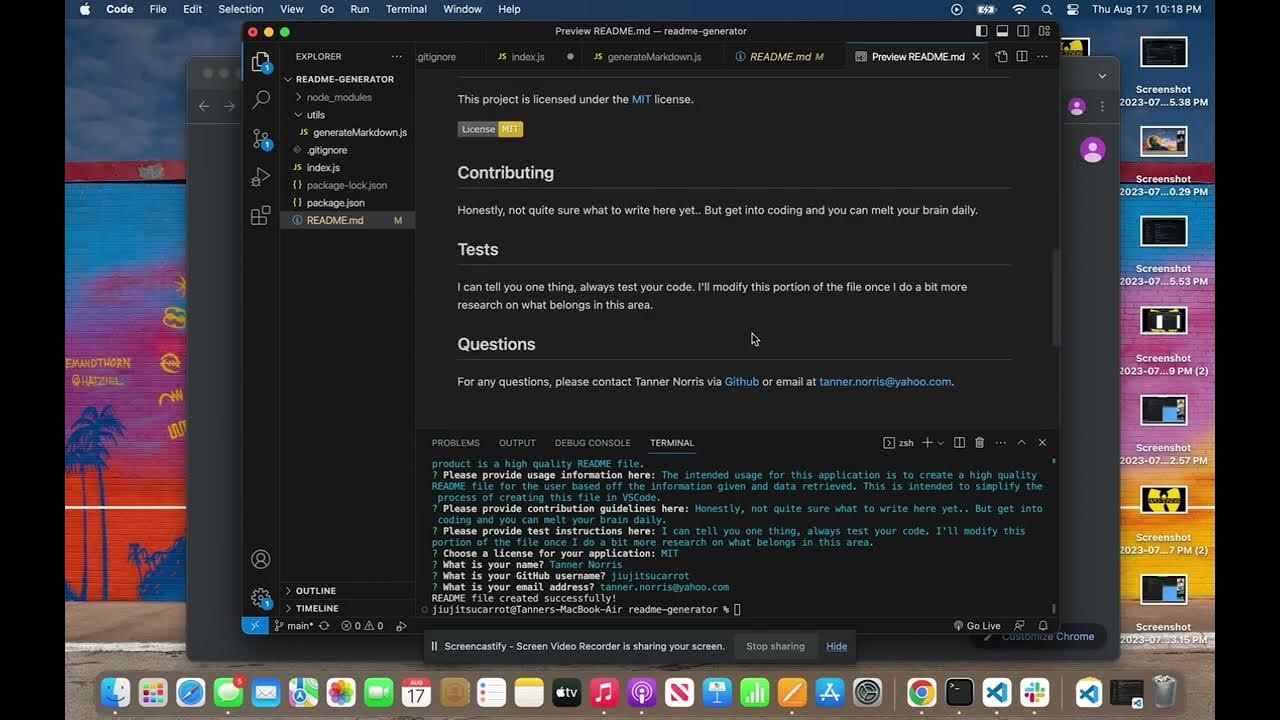 Node.js README Generator Challenge 09 - YouTube