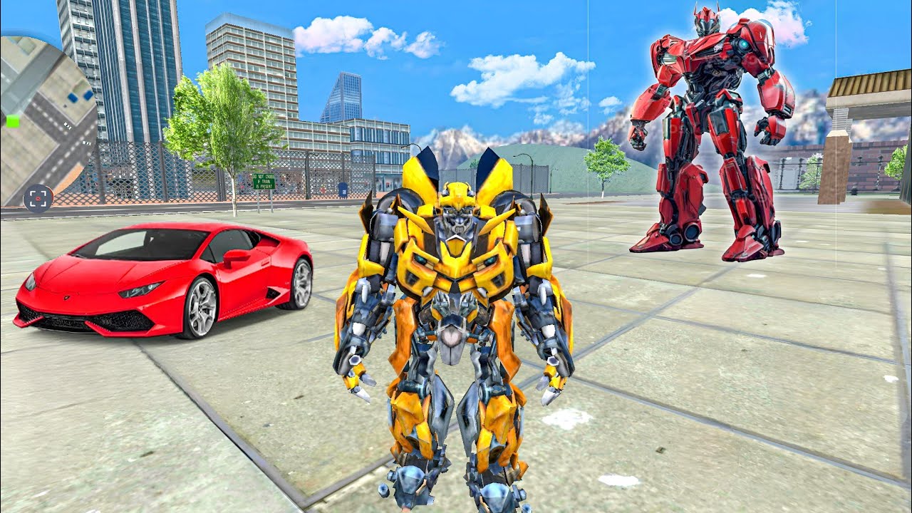 Bumblebee and Megatron robot in the Transformers City Jet bike car ...