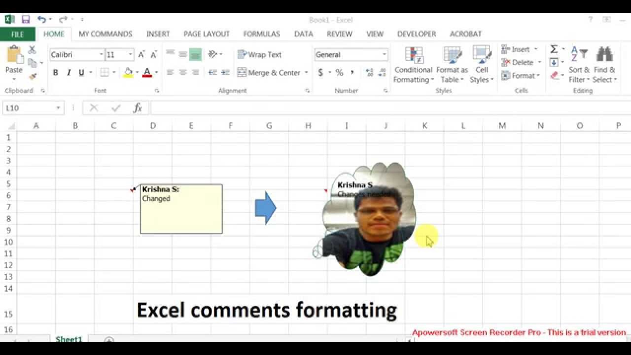 How to format MS Excel cell comments - YouTube