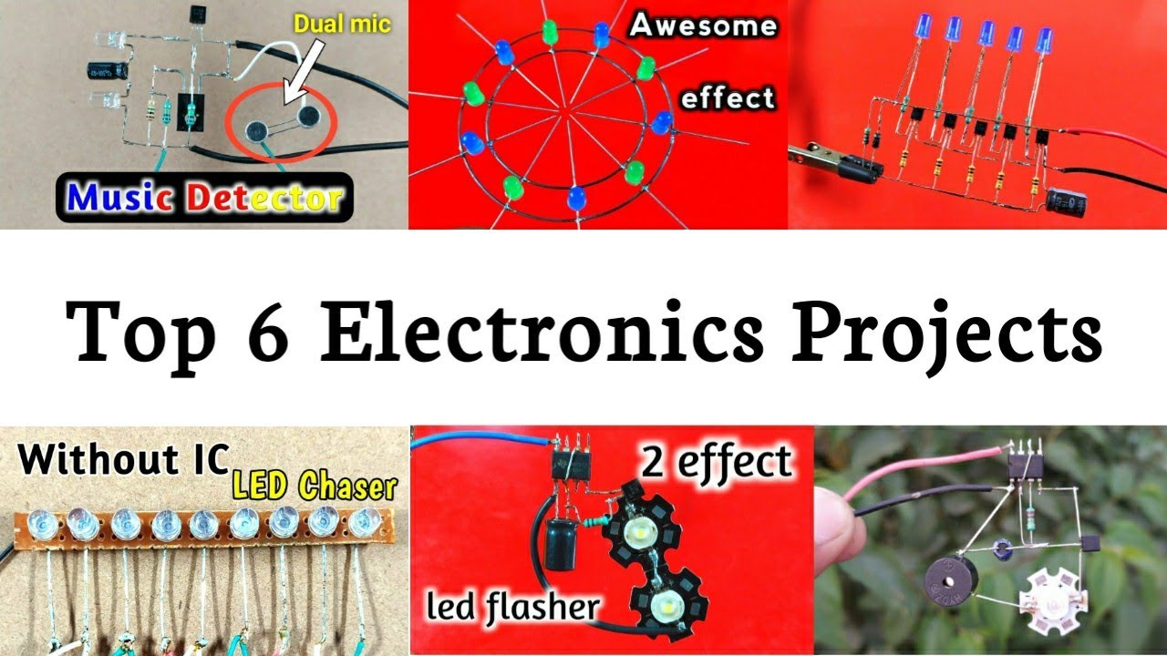 Top 6 Electronics Projects using bc547, 555 ic, Capacitor, LED, - YouTube