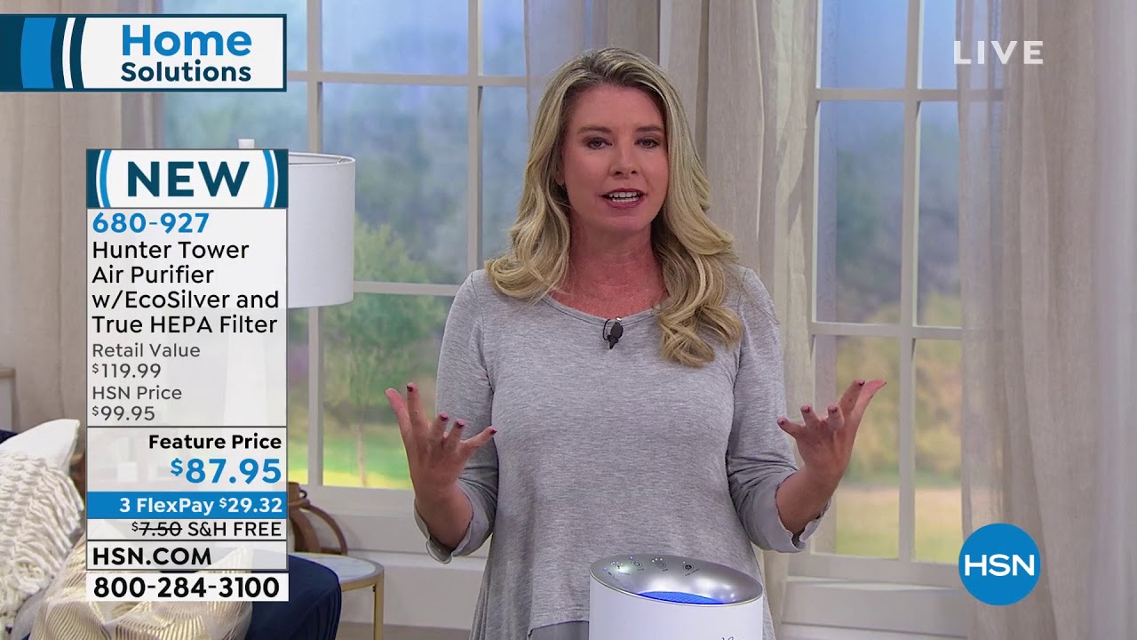 Hunter Tower Air Purifier with EcoSilver and True HEPA F... - YouTube