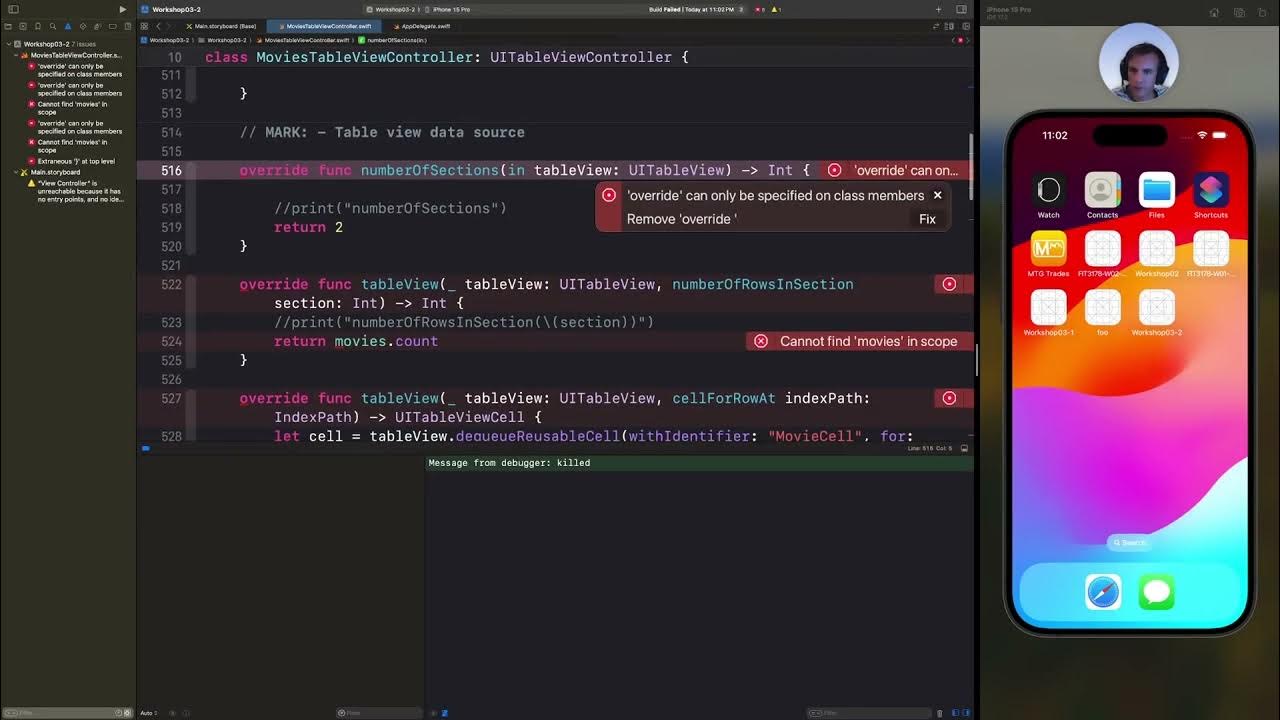 2024 Workshop 3 Follow-up - UITableView sections and data source delegate methods - YouTube