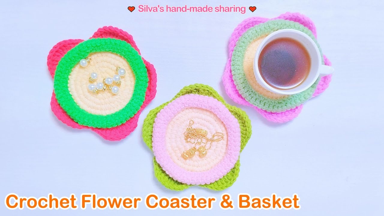Crochet Flower Coaster Basket Tutorial | Perfect DIY Gift for Home ...