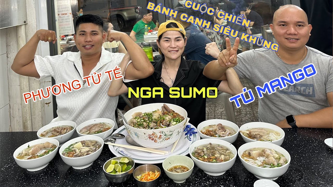 NGA SUMO THỬ THÁCH CÙNG HAI EM TRAI ĂN 14 PHẦN BÁNH CANH SƯỜN CÂY SIÊU ...
