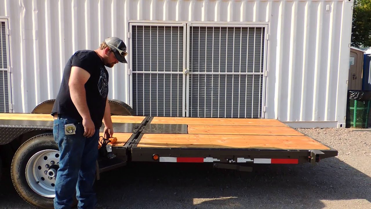 2014 Custom Built 26' Equipment Trailer w/7' Hydraulic Dove Tail - YouTube