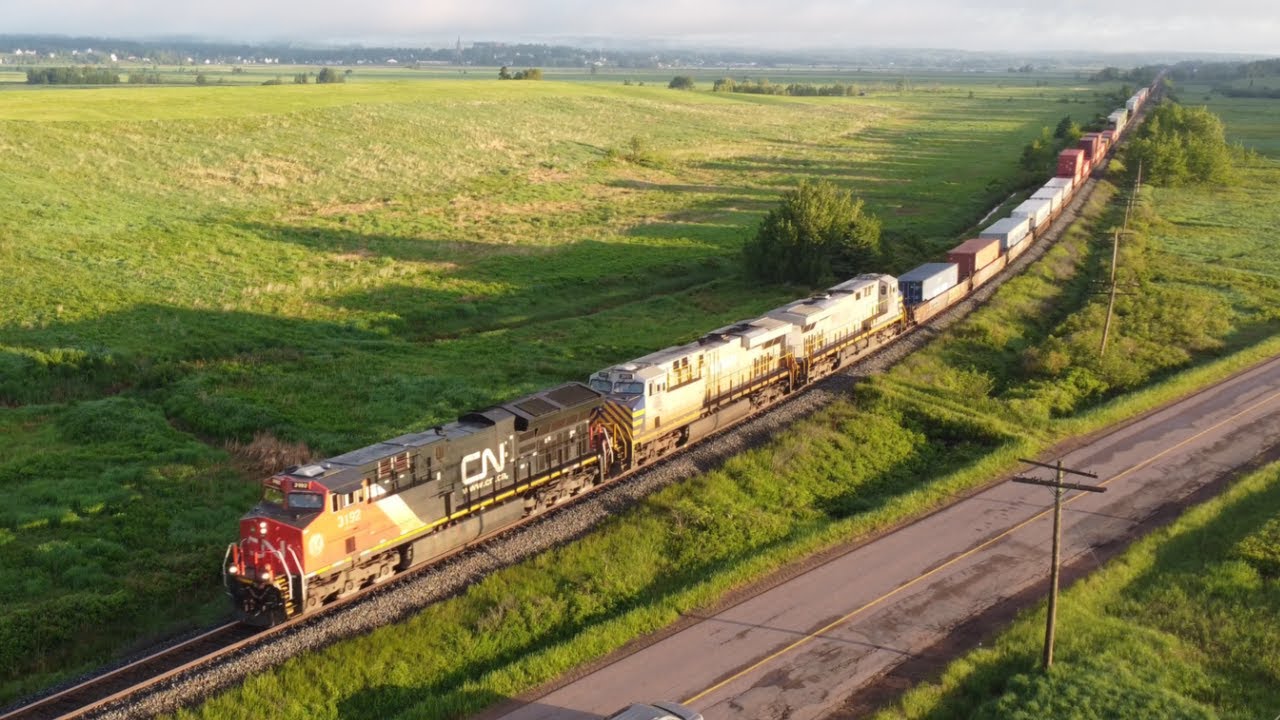 Awesome 4K Aerial View! Long and Fast Stack Train CN 120 w/DPU ...