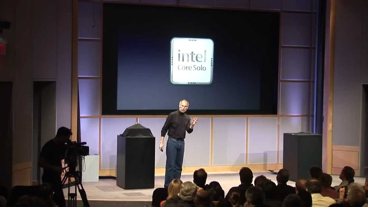 Steve Jobs introduces the Mac Mini Intel - YouTube