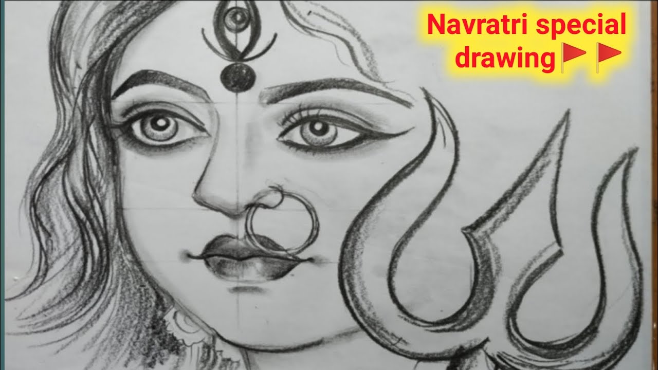 Navratri special drawing 2023. Jay Mata Di 🚩🚩 - YouTube