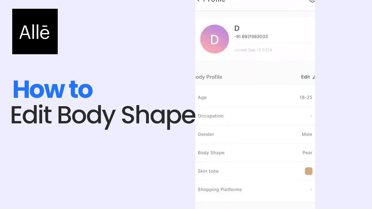 How to edit Body Shape on Alle - YouTube