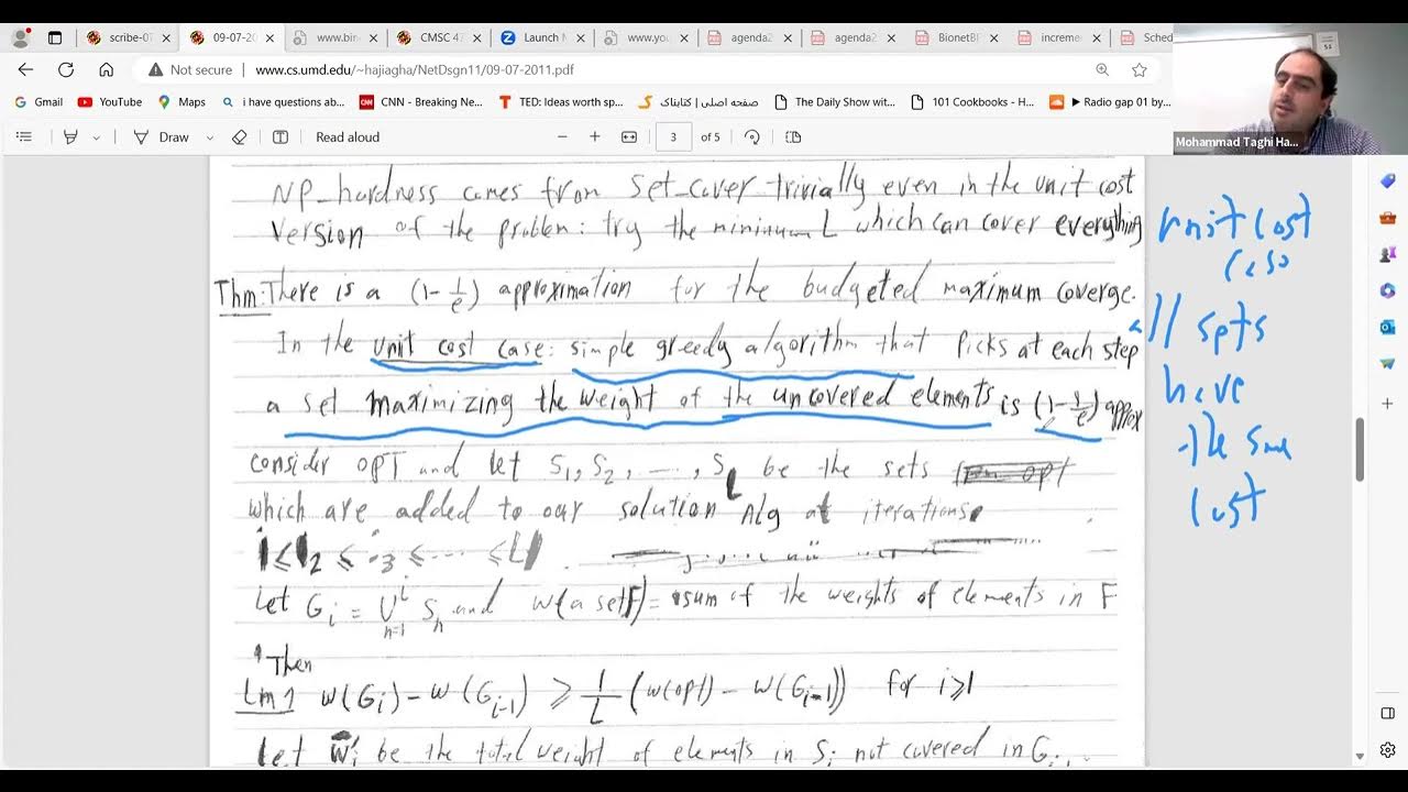 Lesson 3: Network Algorithms and Approximations by Mohammad Hajiaghayi: Maximum Coverage - YouTube