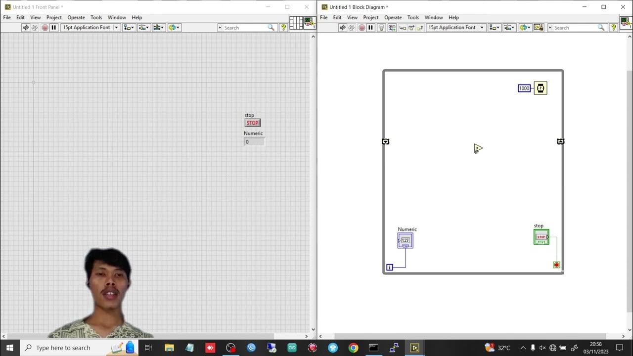PRAKTIKUM IBK-PERTEMUAN 1 (While Loop, Numeric, Shift Register) - YouTube