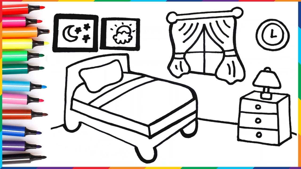 How to Draw a Bedroom Step by Step for Kids | Bedroom Drawing for kids and toddlers - YouTube