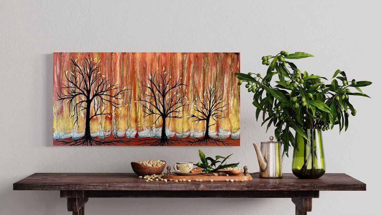 Swiping Away Acrylic Pour Painting, Flow Art, Fluid Art Technique ...