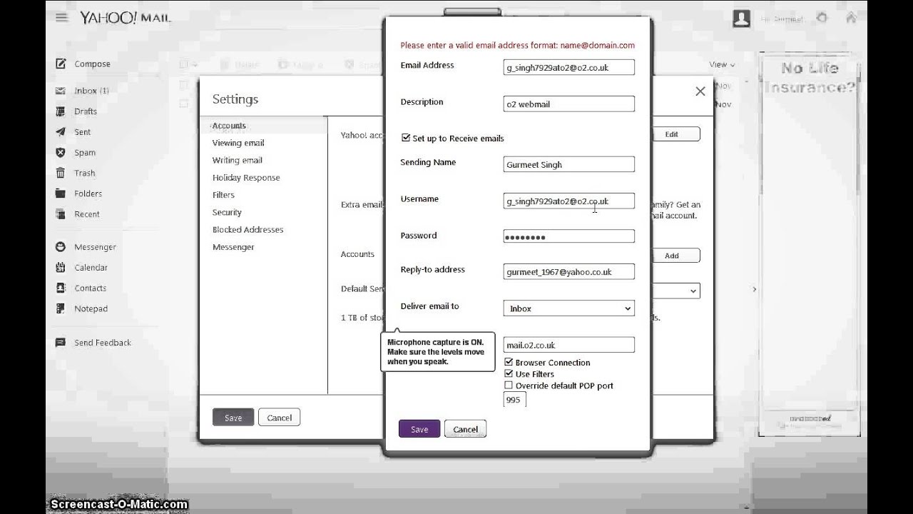 o2 webmail to yahoo video trial part 1 - YouTube