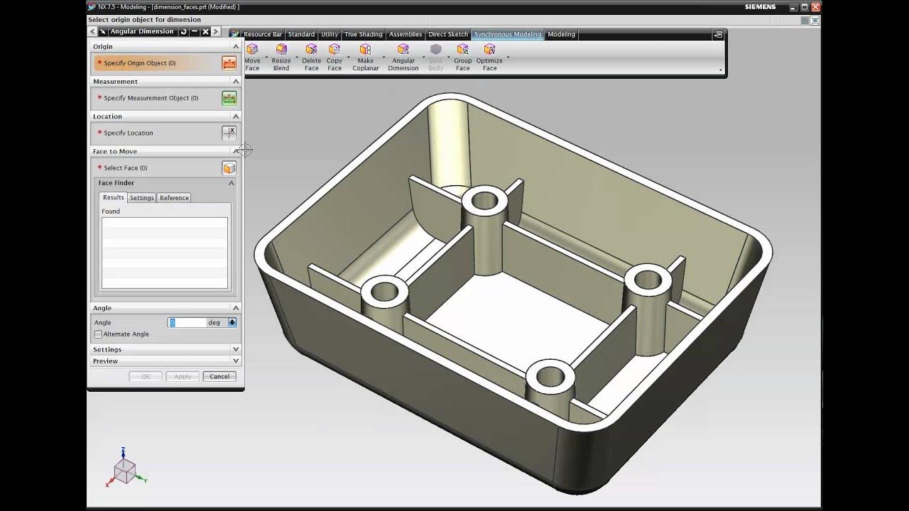 NX: Synchronous Modeling - Moving Faces Using Dimensions - YouTube