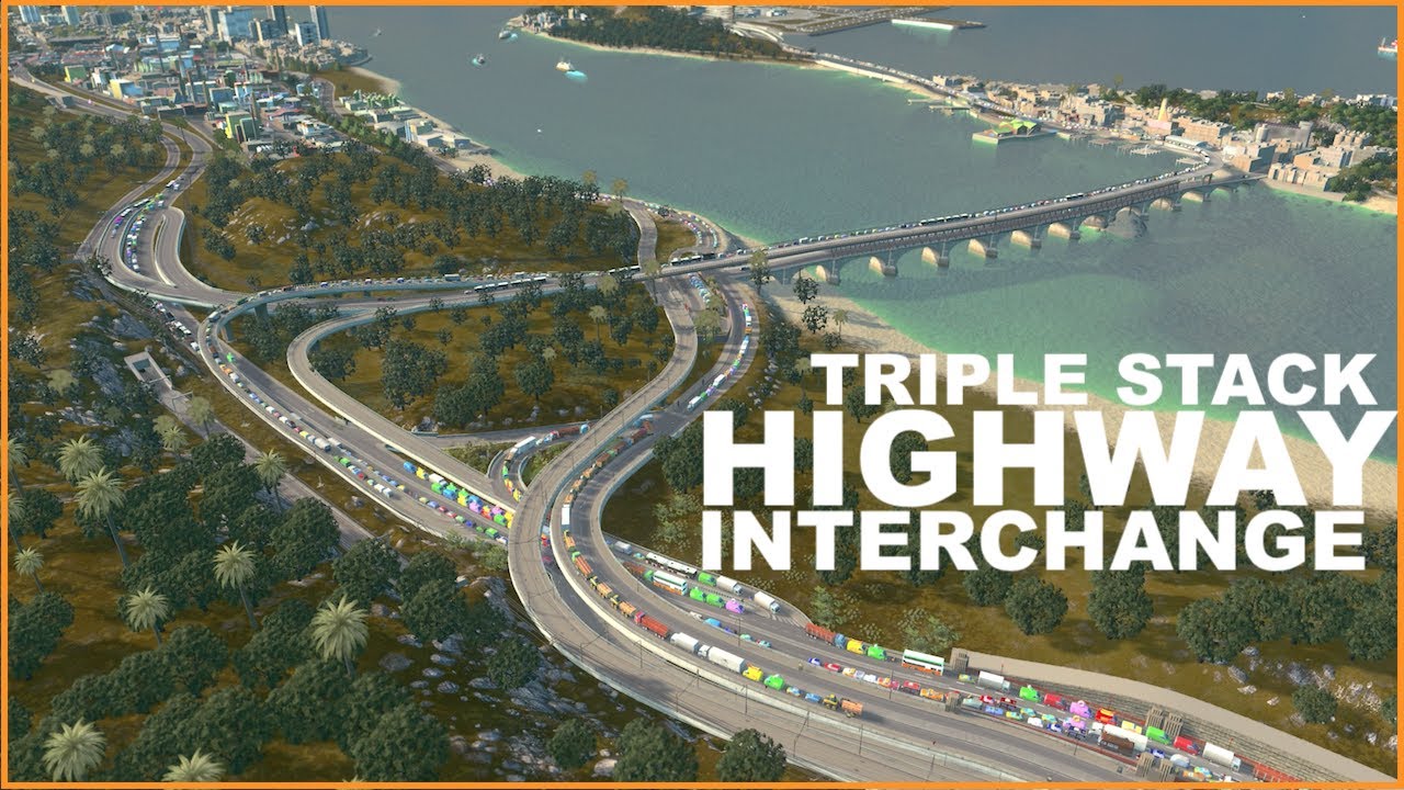 New HIGHWAY & High TRAFFIC INTERCHANGE | Cities Skylines - YouTube