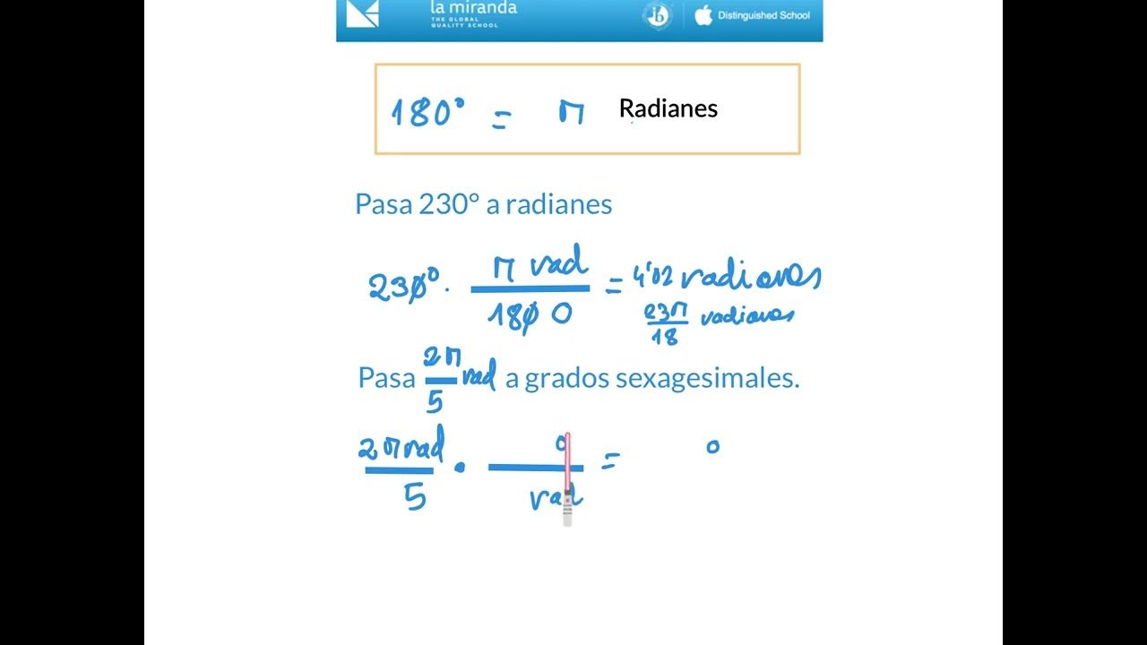 1c Conversión de grados sexagesimales en radianes y viceversa - YouTube