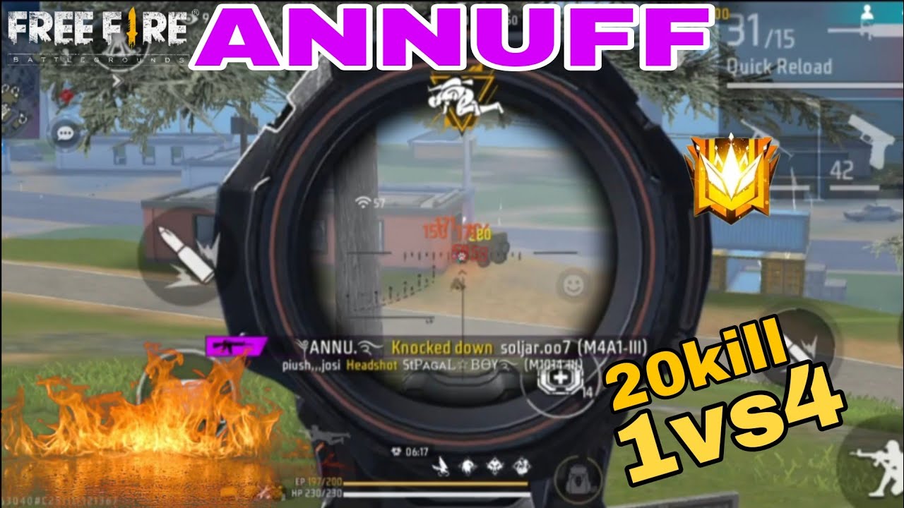 Annuff solo vs squad 😱20kill free fire max game play / rash game play ...