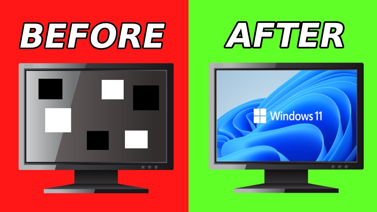 How To Fix Black and White Squares on Computer or Monitor Screen - YouTube