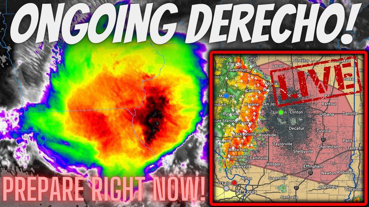 🔴BREAKING - Ongoing DERECHO! Widespread Wind Damage, Very Large Hail ...
