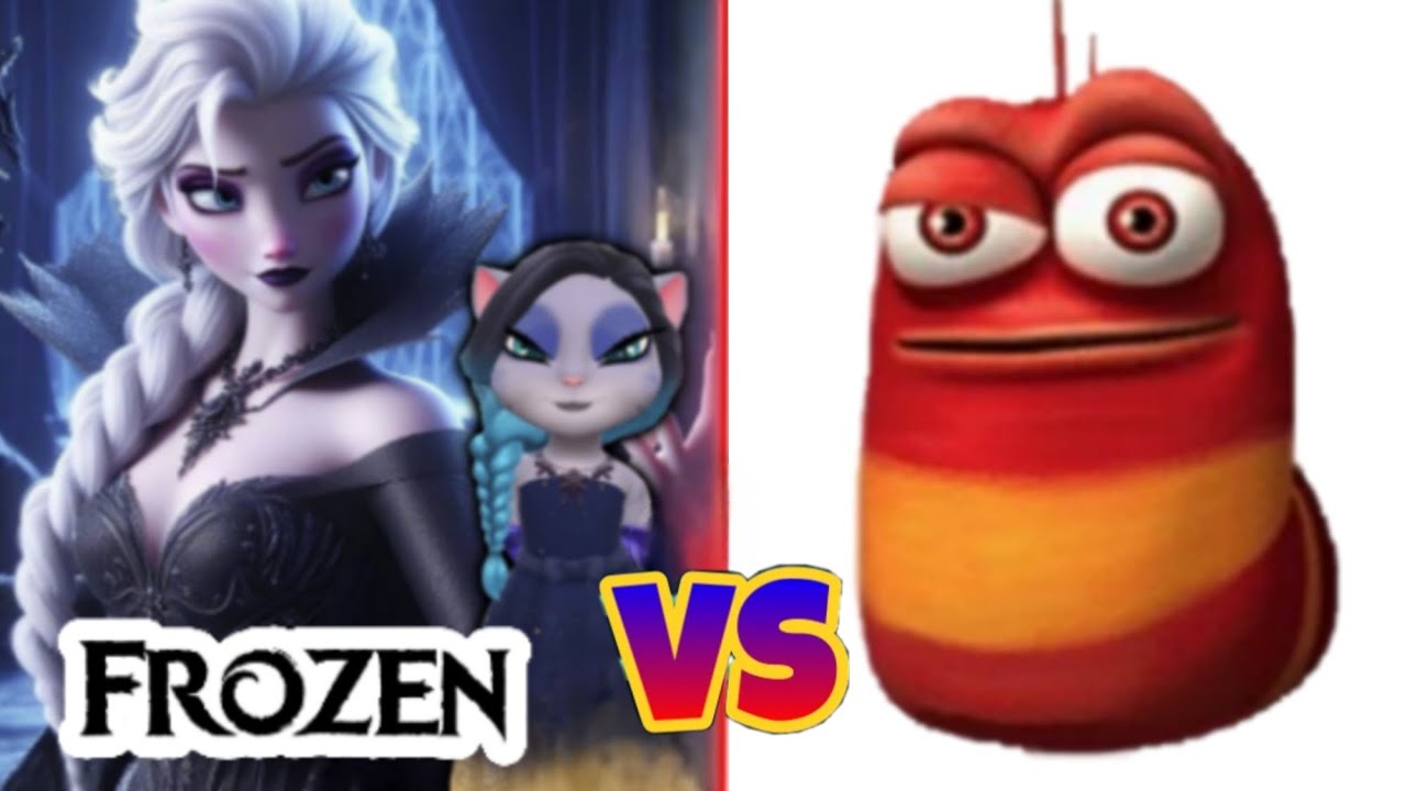 Frozen Black Elsa vs oi oi oi red larva in My Talking Angela 2 - YouTube