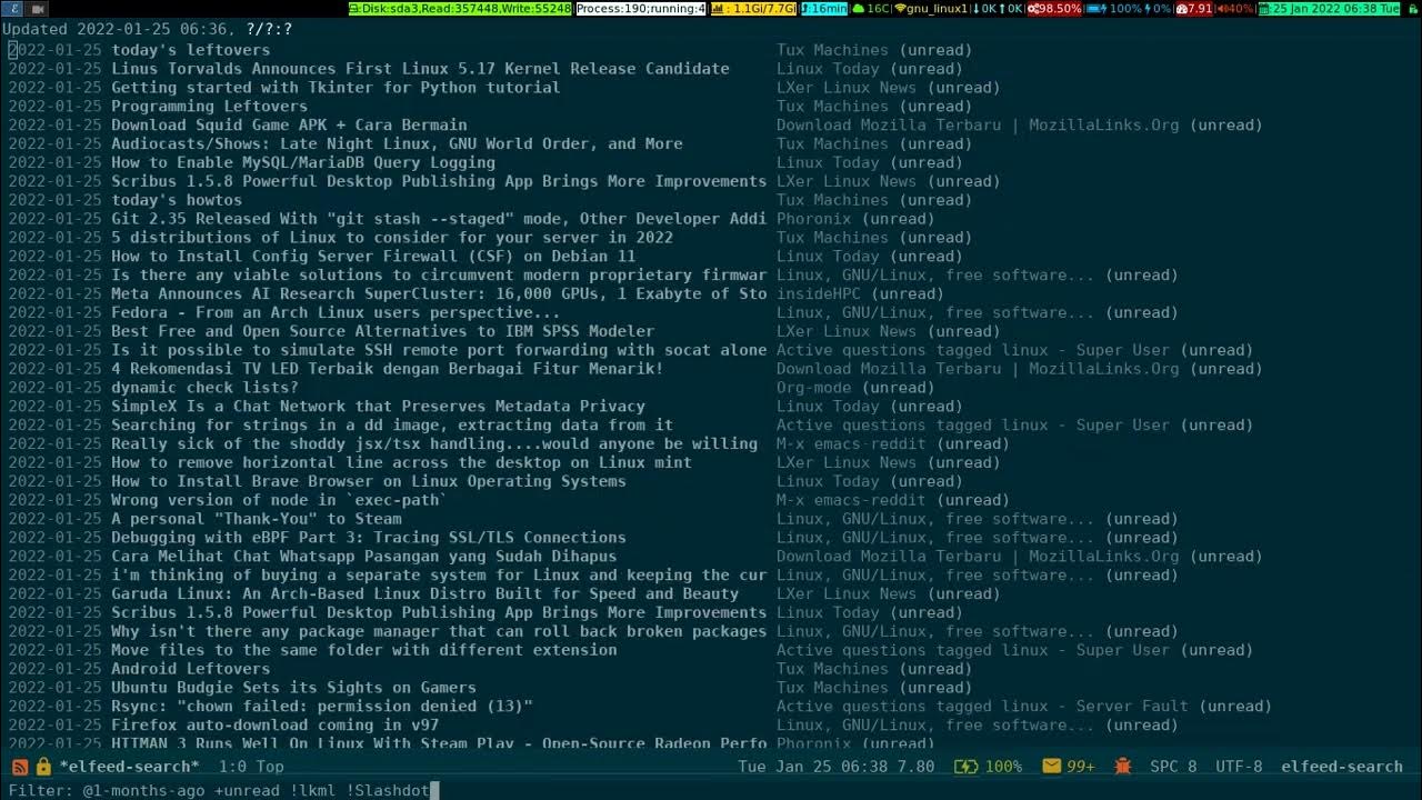Elfeed An RSS Feeds Reader On Emacs 2022_01_25_06:26:40 - YouTube