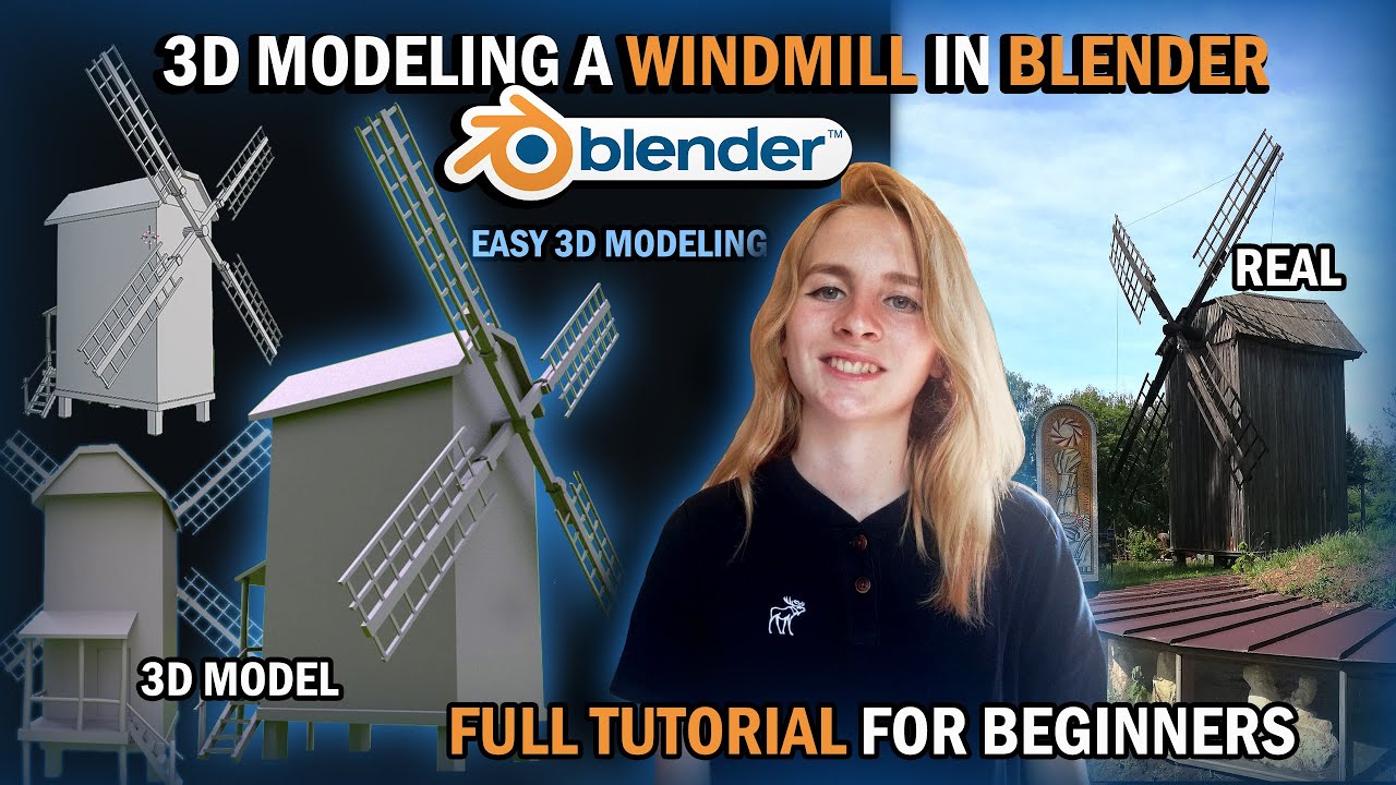 Blender 2.9 TUTORIAL | 3D modeling a Low Poly WINDMILL in BLENDER 2.9 ...
