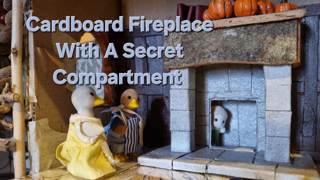 DIY Cardboard Doll's House Fireplace with Secret Compartment - YouTube