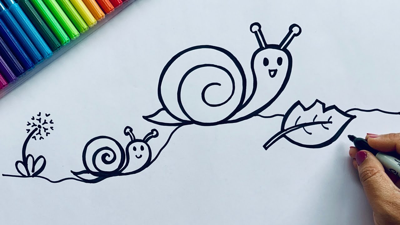 How to draw a cute snail 🐌 for kids and toddlers-easy drawing 2025 ...
