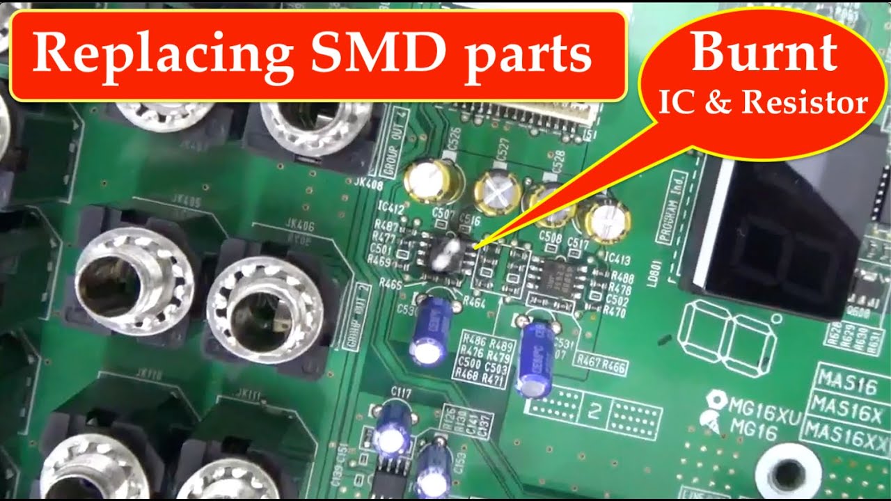 Replacing a burnt SMD electronics parts on a circuit board - YouTube