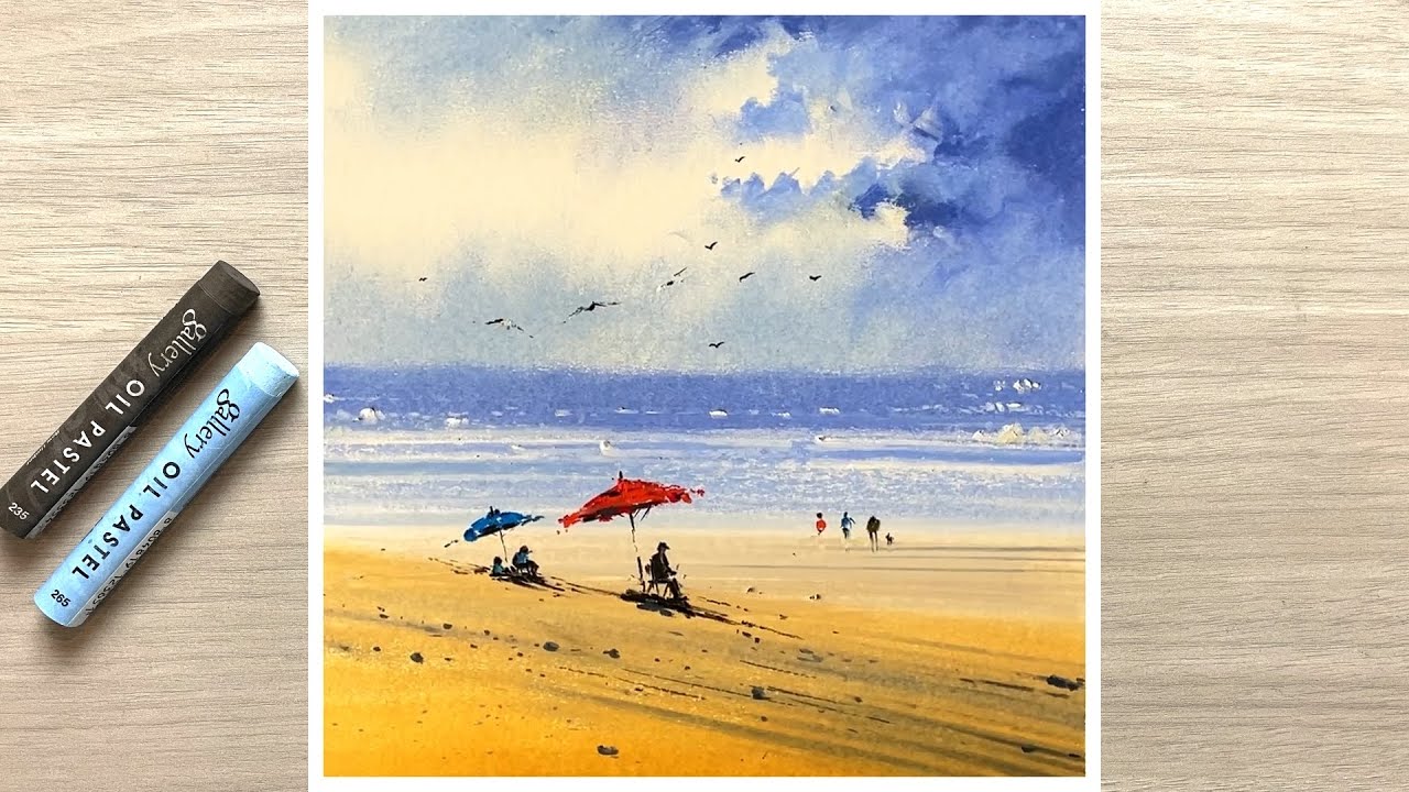Drawing beautiful seascape using oil pastels - easy drawing for ...
