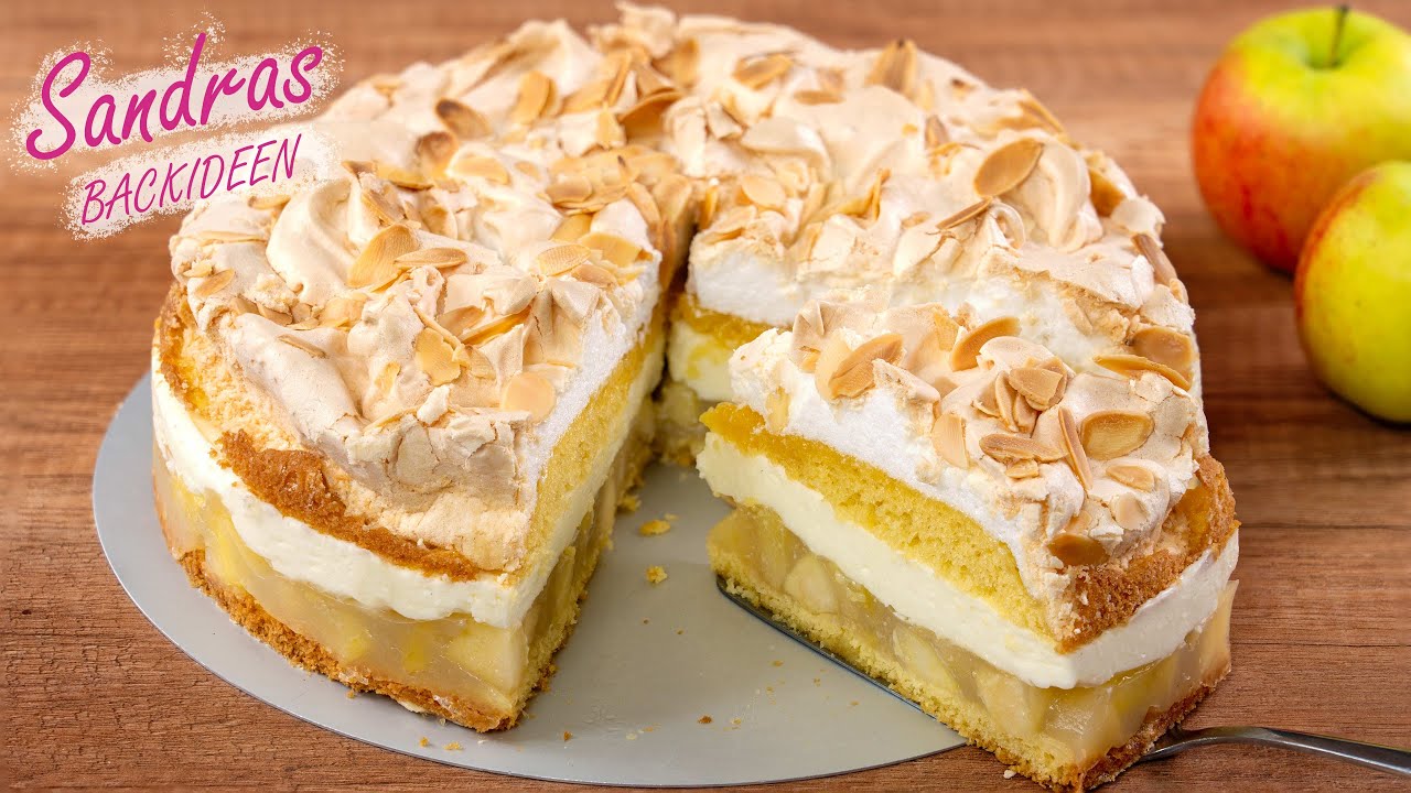 Apfel Baiser Kuchen - unglaublich lecker | Apfeltorte mit Baiser ...