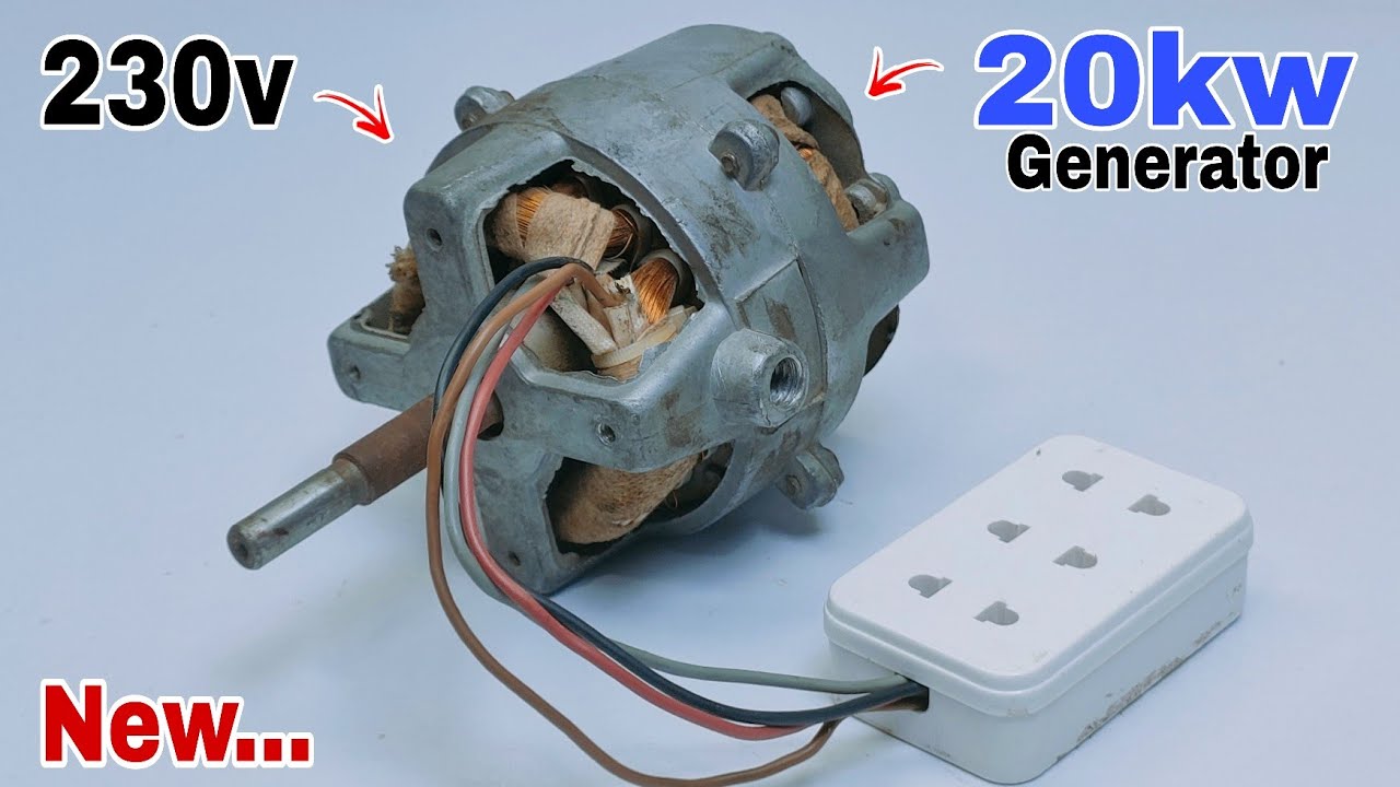 I turn washing machine moter into230 20kw super strong generator 💯 💡 ...