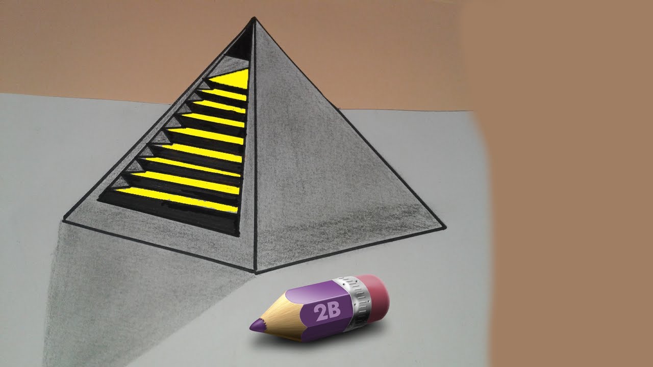 3D pyramid drawing #3Dopticalillusion #3dgeometricpatterns #3dDrawing # ...