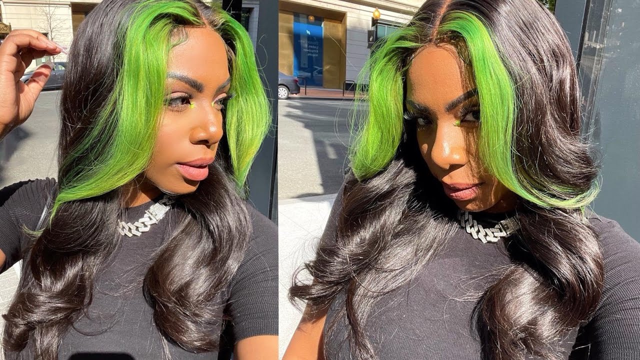 🤑SLIME GREEN! NEON VIBRANT LIME GREEN FACE FRAMING HIGHLIGHTS! IT'S A ...