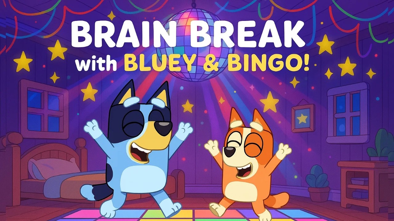 Bluey and Bingo Brain Break Song 🎶 | Fun Kids Dance Party Exercise ...
