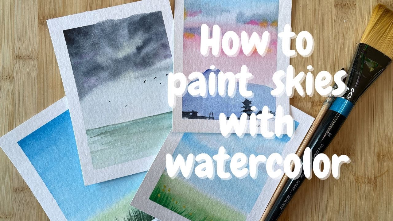 How to paint different types of skies with watercolors (4K) - YouTube