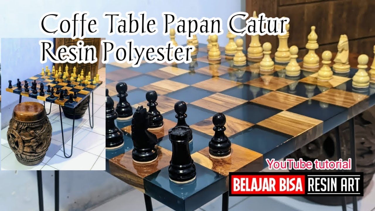 Coffe Table Papan Catur Bahan Jati Limbah dan Resin Polyester - YouTube