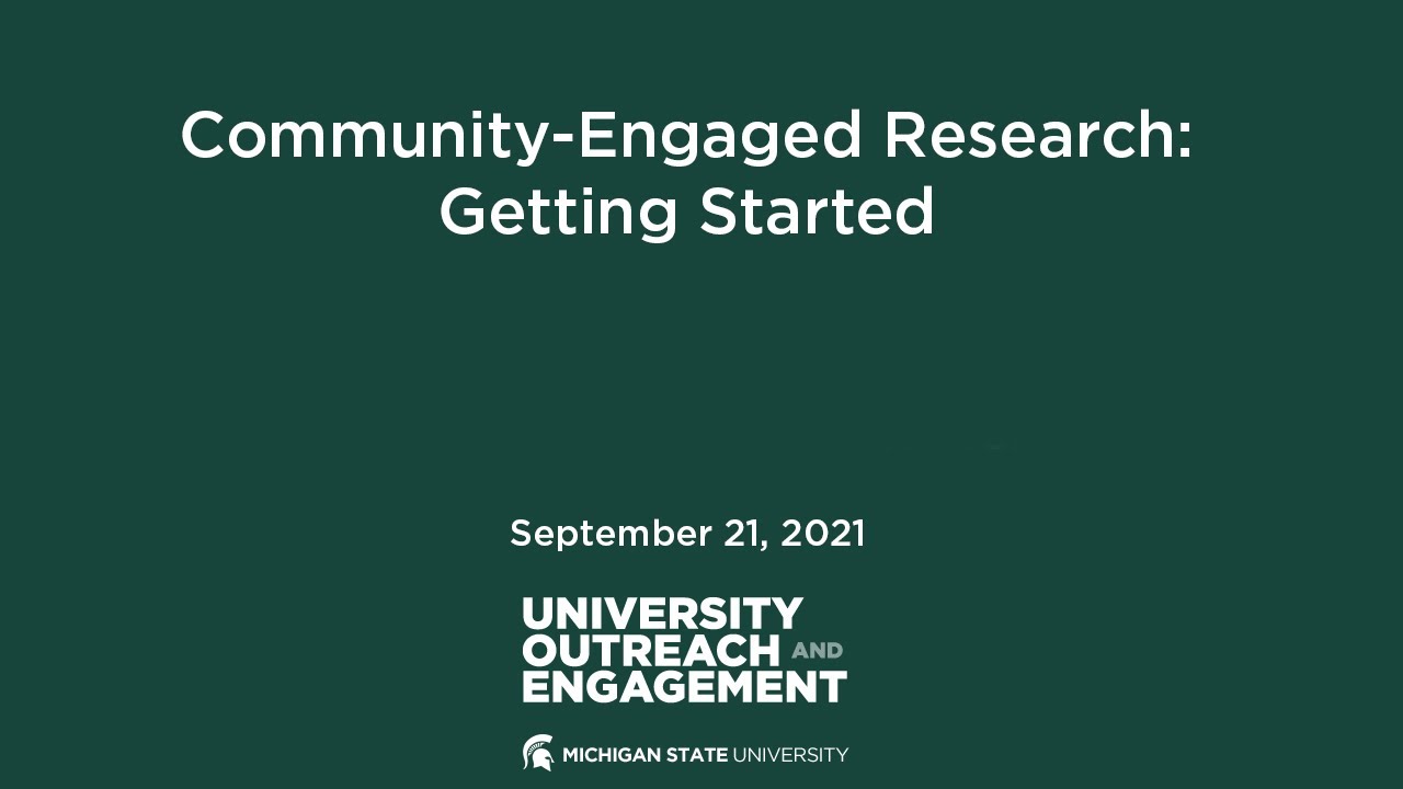 Community Engaged Research Getting Started - YouTube
