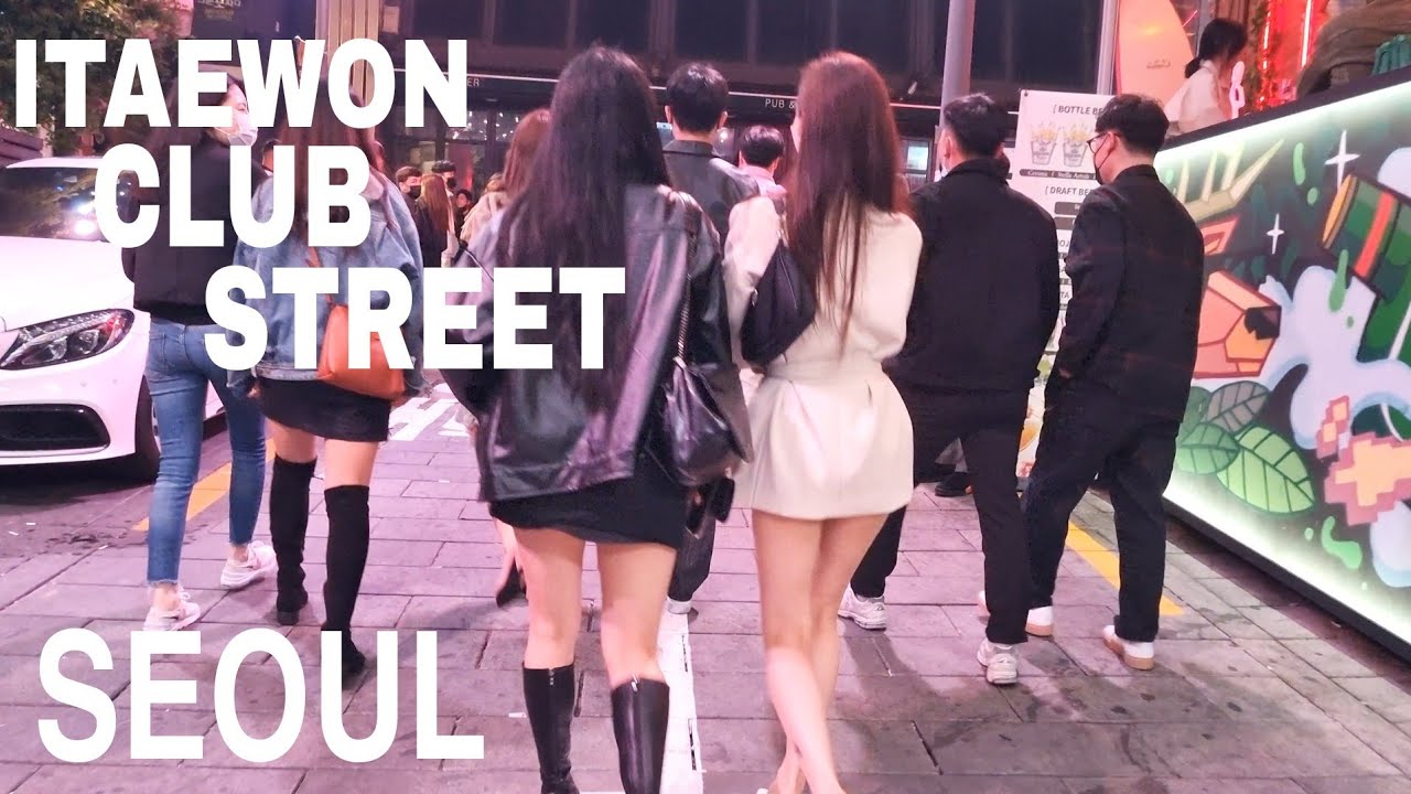 [4K] Seoul night walk Itaewon club streets-beautiful night at bar kafe ...