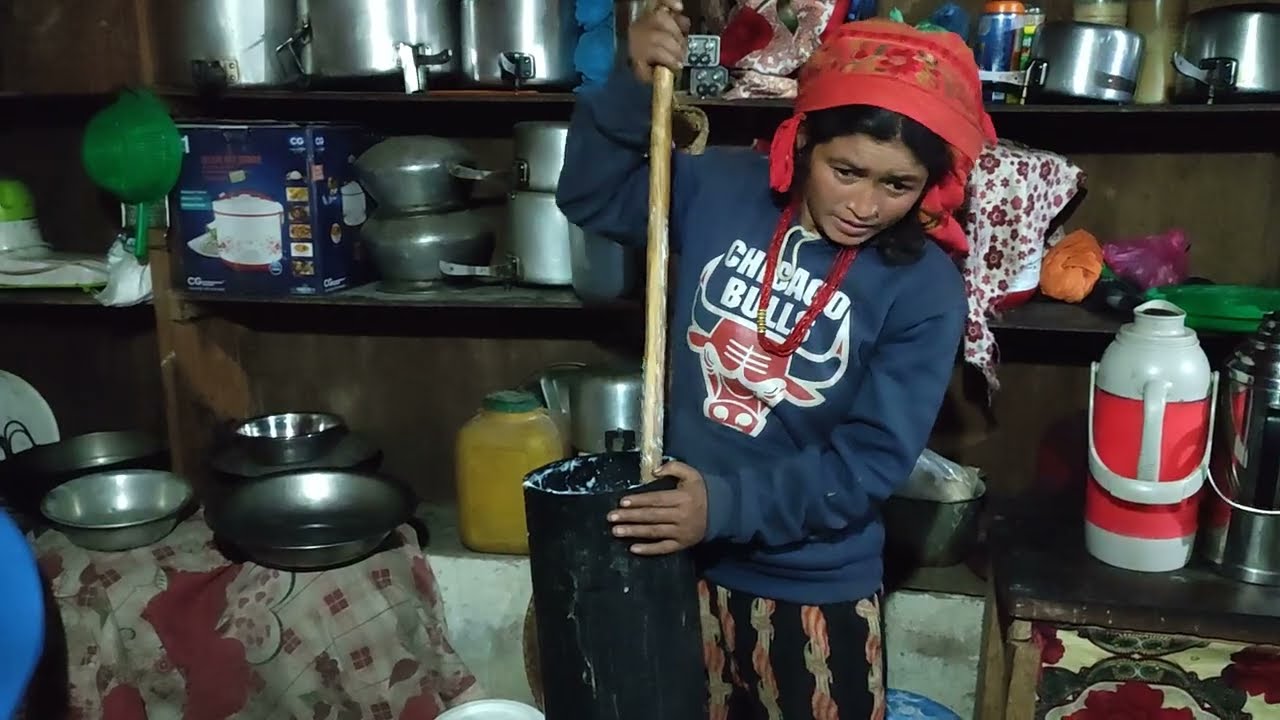 How to make butter at home from buffalo milk || Butter making process ...