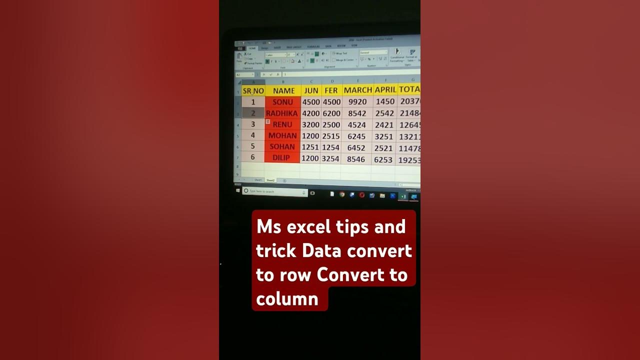 Ms excel tips and trick Data convert to row Convert to column 🖲️🖱️🖨️🖱️🖨️🖱️🖲️🖲️ - YouTube