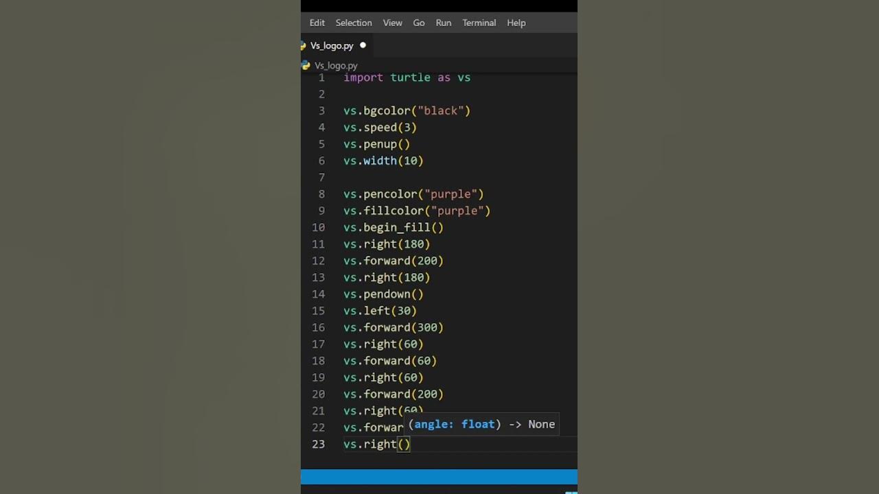 Try To Draw Vs Code Logo Using Python 🔥🔥 Python Turtle Graphics Shorts Pythonturtle
